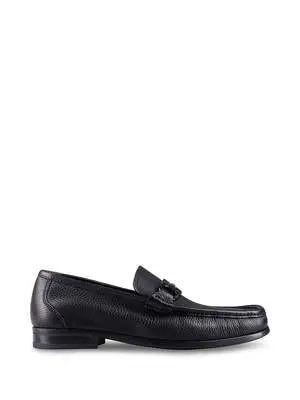 FERRAGAMO Grained Leather Loafers - Black