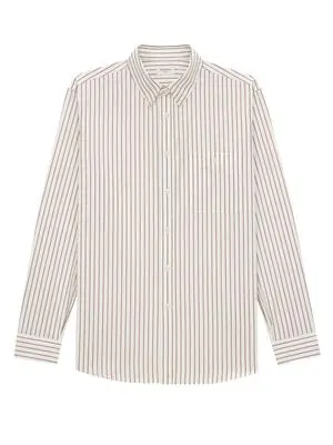 Saint Laurent Cassandre Shirt In Striped Cotton Poplin - Multicolor