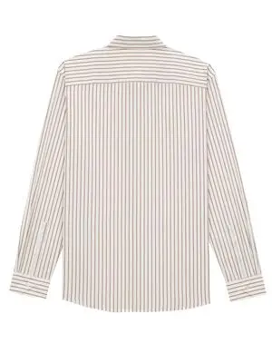 Saint Laurent Cassandre Shirt In Striped Cotton Poplin