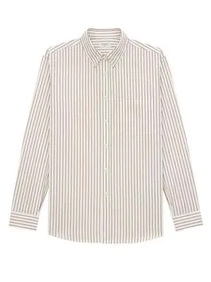 Saint Laurent Cassandre Shirt In Striped Cotton Poplin - Multicolor