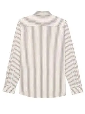Saint Laurent Cassandre Shirt In Striped Cotton Poplin