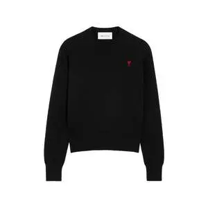 AMI Paris Merino Wool Pullover - Black
