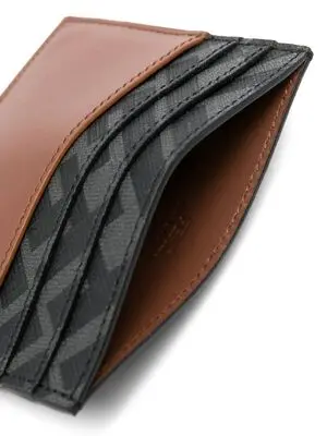 Fendi Leather And Ff Canvas Squared Card Holder