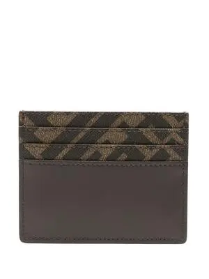 Fendi Leather And Ff Canvas Squared Card Holder