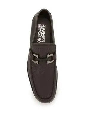 FERRAGAMO Textured Calf Leather Loafers - Brown