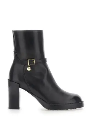TOD'S Leather Ankle Boots With Rubber Sole And 5 Cm Heel - Multicolor