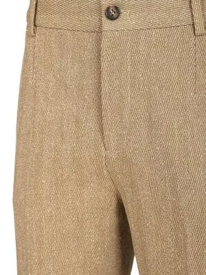 GOLDEN GOOSE Tailored Chevron Linen Blend Trousers