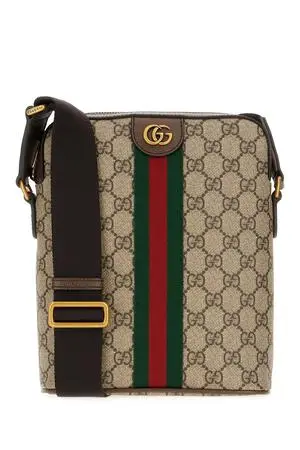 Gucci Monogrammed Crossbody Bag With Web Stripe - Multicolor