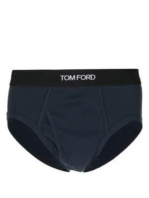 TOM FORD Logo-waistband Cotton Briefs - Blue