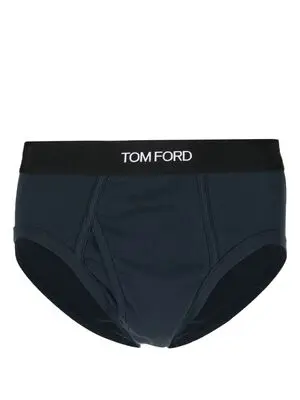 TOM FORD Logo-waistband Cotton Briefs - Blue