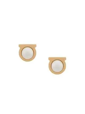 FERRAGAMO Gancini Pearl Earrings - Silver