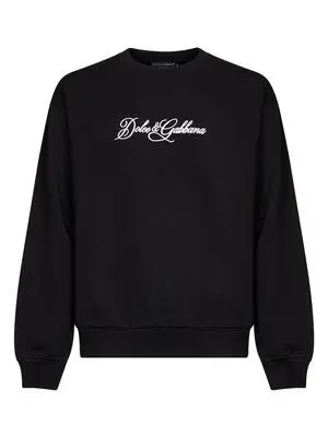 Dolce & Gabbana Black Cotton Embroidered Crewneck Sweatshirt - Multicolor