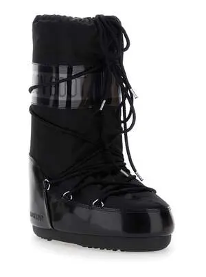 Moon Boot Snow Boots 'icon' With Maxi Logo Print On The Side In Black Tech Fabric For - Multicolor