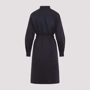 LEMAIRE Cotton Satin Midi Shirt Dress - Blue