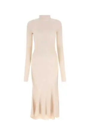 Balenciaga Sand Silk Blend Dress - Brown