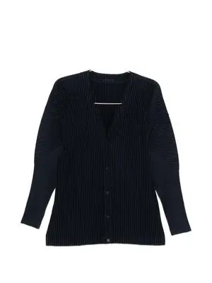 Issey Miyake Pleated V-neck Cardigan - Multicolor