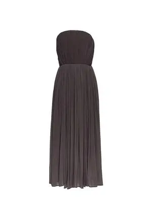 Magda Butrym Strapless Pleated Corset Dress - Brown