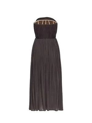 Magda Butrym Strapless Pleated Corset Dress - Brown