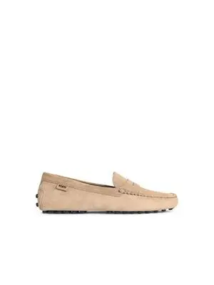 TOD'S Gommino' Beige Suede Loafers With Light Tobacco - Cream
