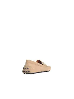 TOD'S Gommino' Beige Suede Loafers With Light Tobacco - Cream
