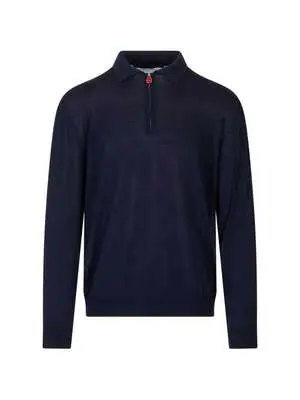 Kiton Zip-neck Polo Sweater - Blue