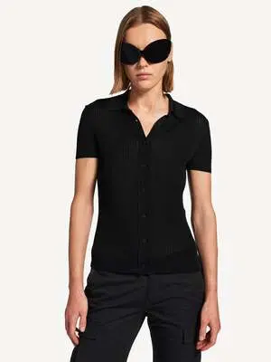 Balenciaga Ribbed Viscose And Cotton Knit Top