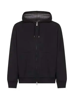 Brunello Cucinelli Black Double Fleece Zip-up Hoodie - Multicolor