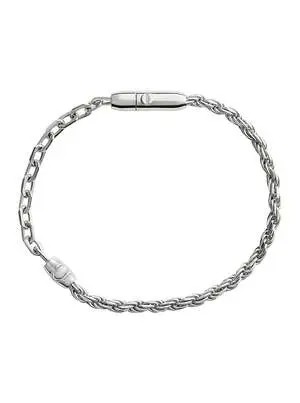 Bottega Veneta Silver Bracelet With Two Contrasting Chains And Press-stud Closure In Sterling Silver For - Multicolor