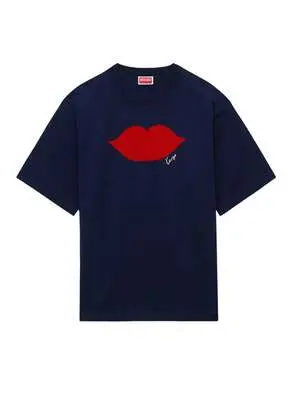Kenzo Short-sleeved Sweater With Lip Intarsio