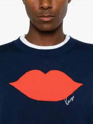 Kenzo Short-sleeved Sweater With Lip Intarsio