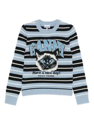 GANNI Wool Crewneck Sweater - Multicolor