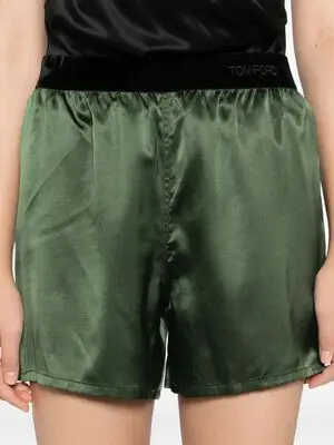 TOM FORD Stretch Silk Satin Shorts - Green