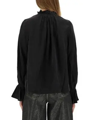 GANNI Fluid Cupro Shirt - Black