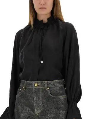 GANNI Fluid Cupro Shirt - Black