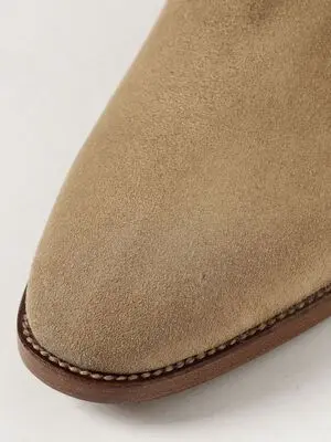 Saint Laurent Suede Chelsea Boots - Cream