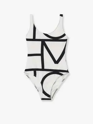 TOTEME Monogram Print One-piece Swimsuit - Neutrals
