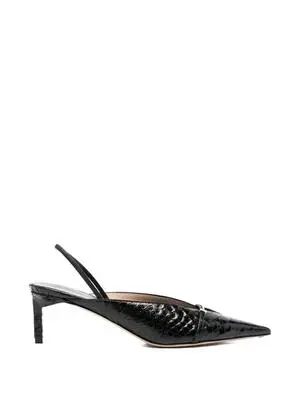 TOM FORD Julienne Semi Shiny Python-effect Leather Slingback Pumps - Black