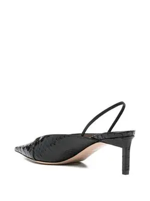 TOM FORD Julienne Semi Shiny Python-effect Leather Slingback Pumps - Black