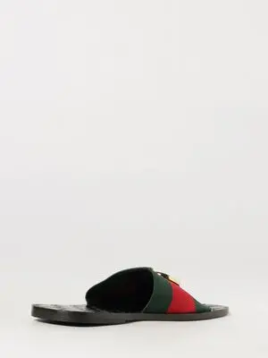 Gucci Gg Monogram Canvas Slides With Striped Detail