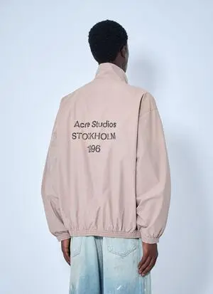 Acne Studios Logo Printed Zip-up Jacket - Cream
