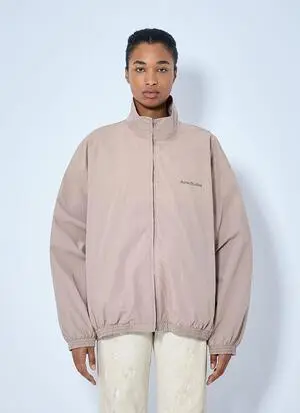 Acne Studios Logo Printed Zip-up Jacket - Cream