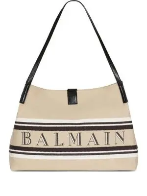 Balmain Release Medium Tote Bag With Logo - Brown