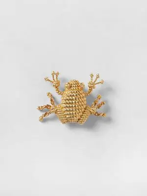 Loewe Rana -coloured Brass Brooch With Engraved Logo - Gold