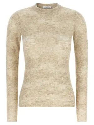 Brunello Cucinelli Flower Lace Silk And Alpaca Blend Sweater - Cream