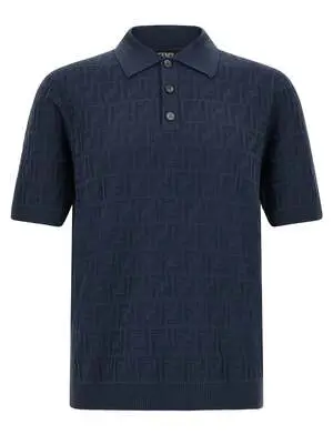 Fendi Ff Cotton Polo Shirt - Blue