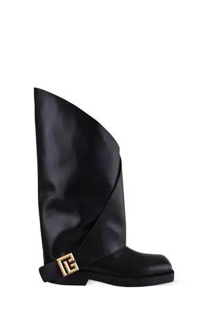 Balmain Twist Flat Boots - Black