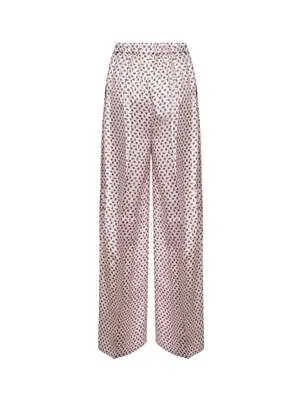 Max Mara Pink Printed Silk Twill Mxmviscio Trousers - Multicolor