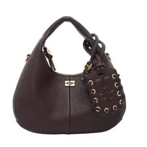 GANNI Mini Logo Hobo Bag - Brown