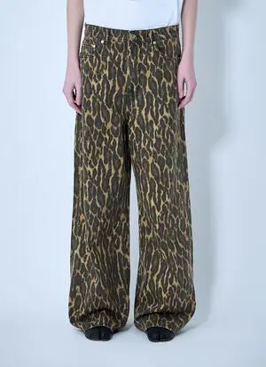 GANNI Print Denim Baggy Jeans - Brown