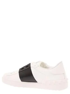 Valentino Garavani Open Low Sneakers In Leather With Contrast Band And Studs - White